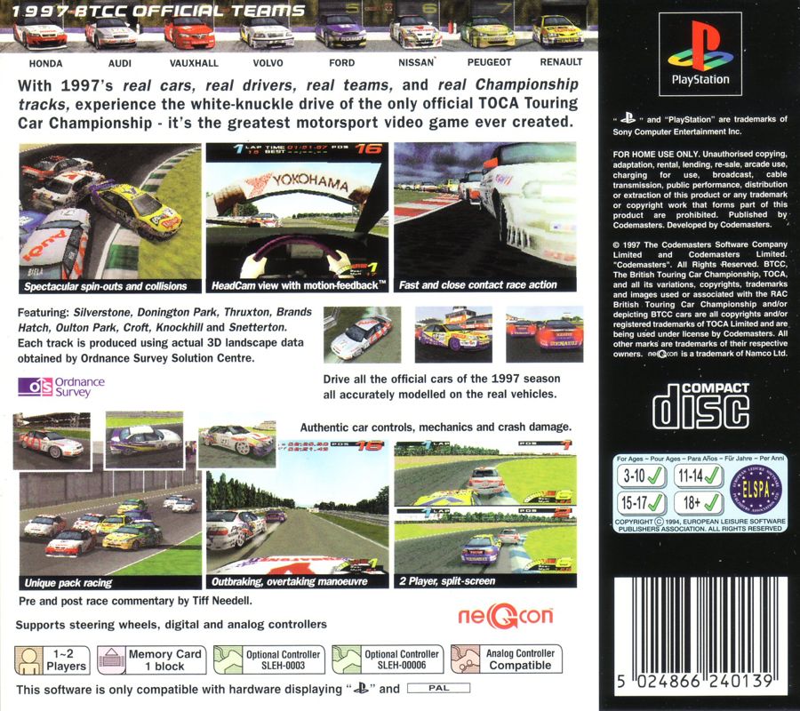 TOCA Championship Racing cover or packaging material - MobyGames