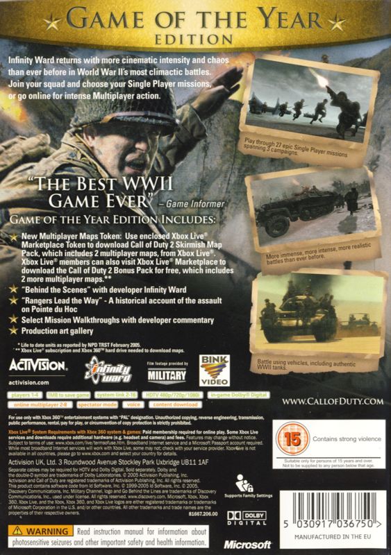Call of Duty 2 (Game of the Year Edition) cover or packaging material ...