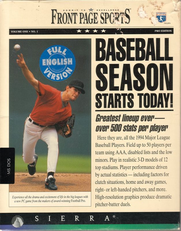 Front Page Sports: Baseball '94 cover or packaging material - MobyGames