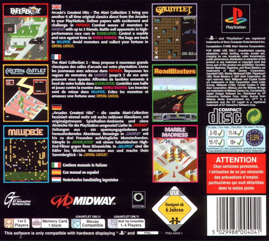 Arcade's Greatest Hits: The Atari Collection 2 cover or packaging ...