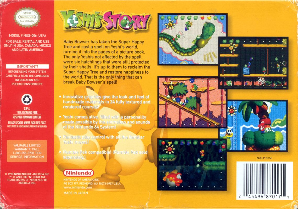 Yoshi's Story cover or packaging material - MobyGames