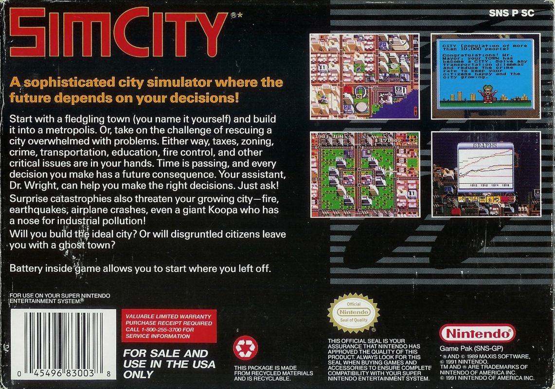 SimCity cover or packaging material - MobyGames