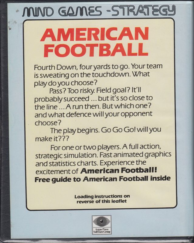 American Football cover or packaging material - MobyGames