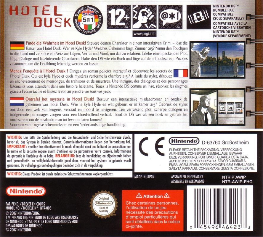 Hotel Dusk: Room 215 cover or packaging material - MobyGames