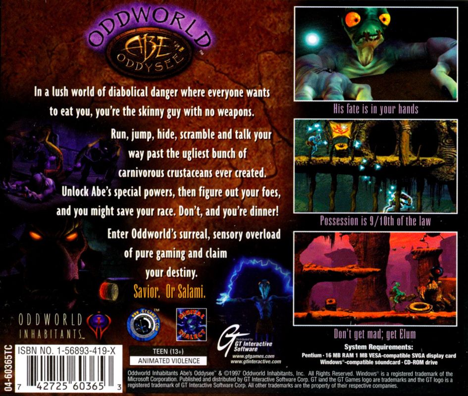 Oddworld Abes Oddysee Cover Or Packaging Material Mobygames