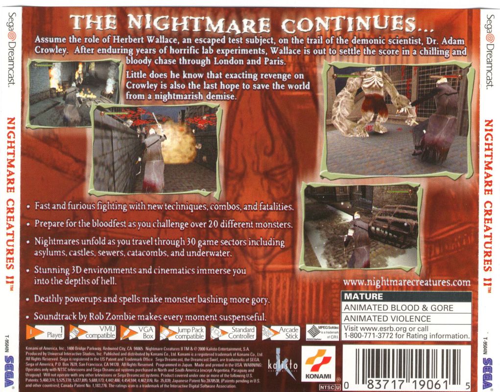 Nightmare Creatures II cover or packaging material - MobyGames