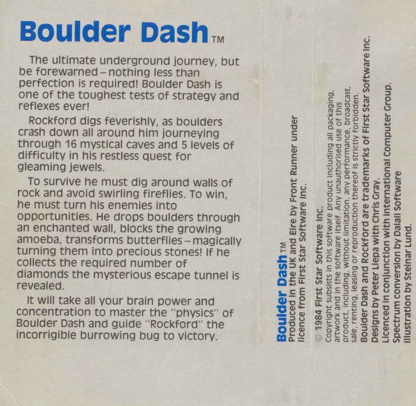 Boulder Dash cover or packaging material - MobyGames