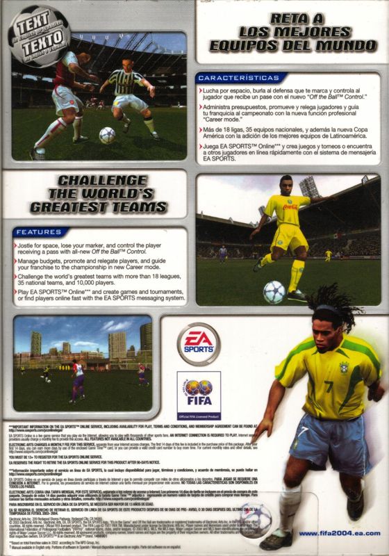 FIFA Soccer 2004 cover or packaging material - MobyGames