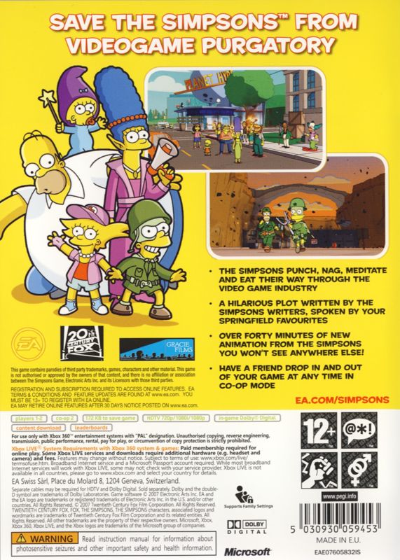 The Simpsons Game cover or packaging material - MobyGames