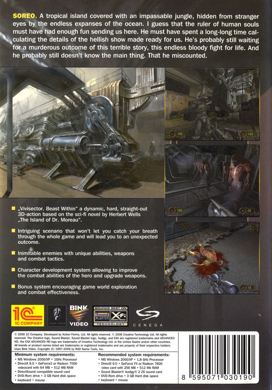 Vivisector: Beast Within cover or packaging material - MobyGames