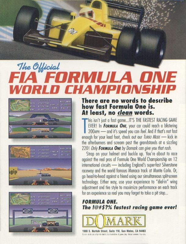 Formula One cover or packaging material - MobyGames