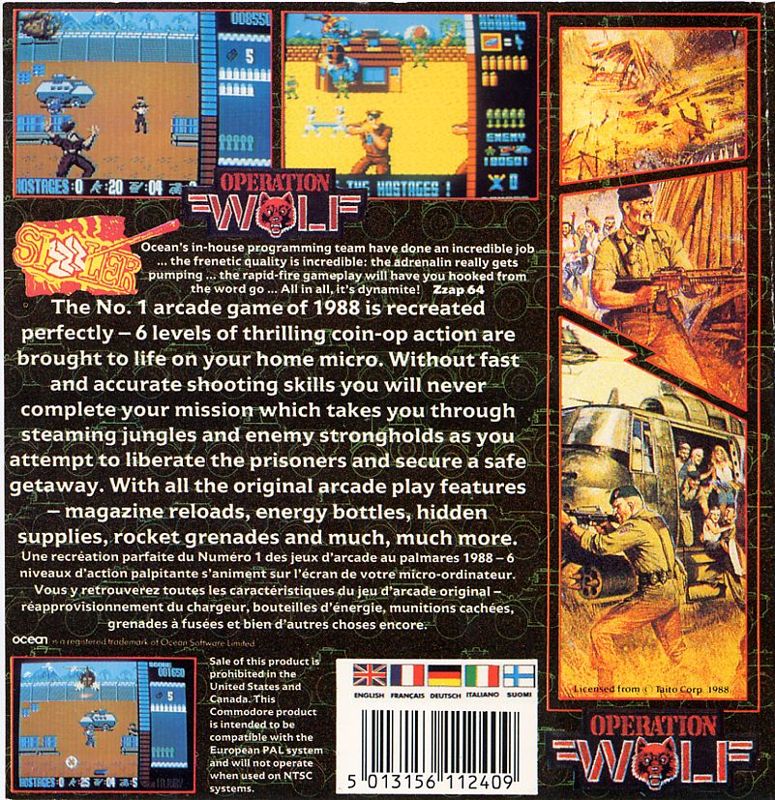Operation Wolf cover or packaging material - MobyGames