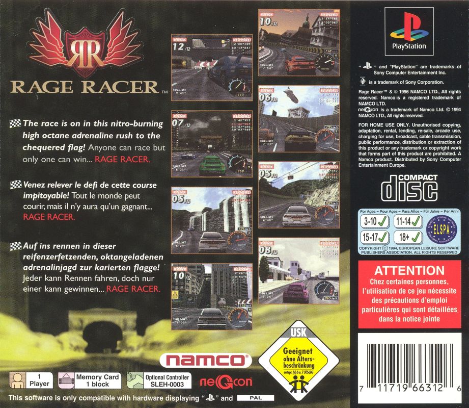 Rage Racer cover or packaging material - MobyGames