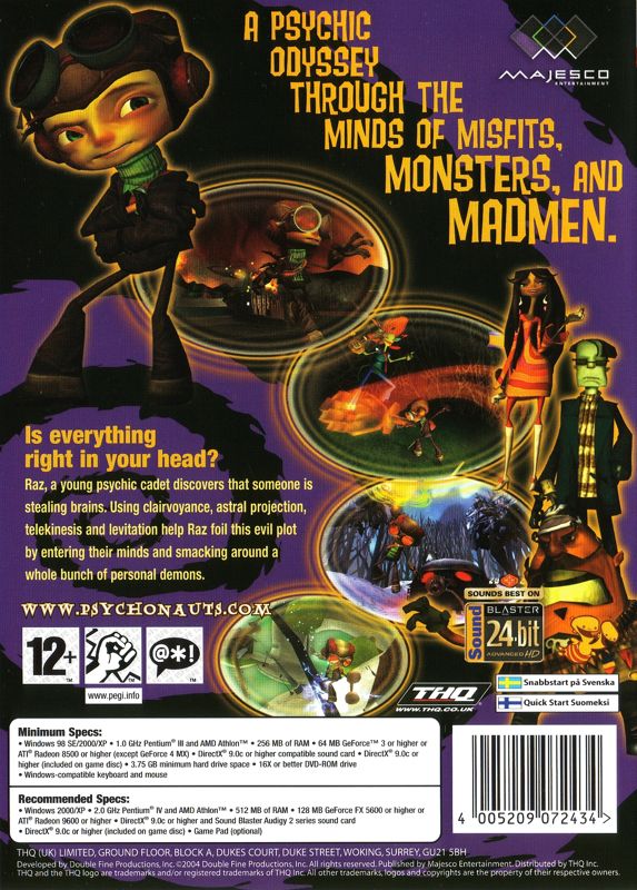 Psychonauts cover or packaging material - MobyGames