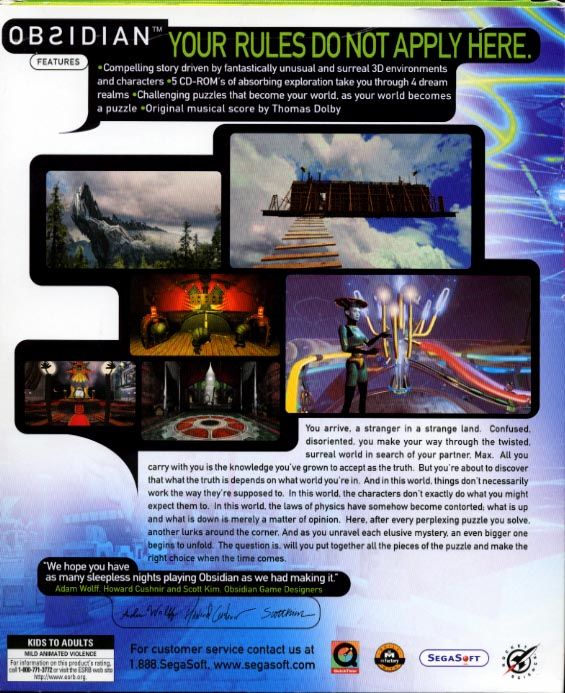 Obsidian cover or packaging material - MobyGames