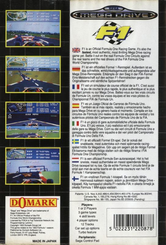 Formula One cover or packaging material - MobyGames