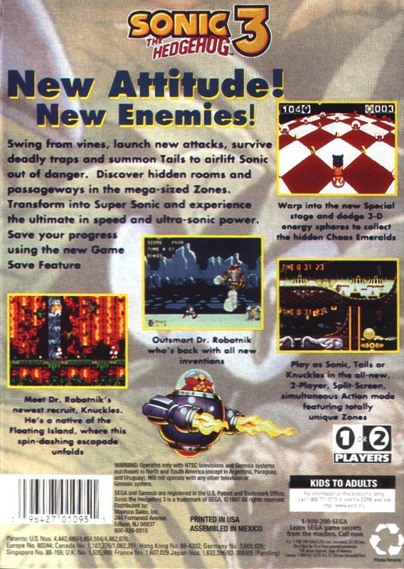 Sonic the Hedgehog 3 cover or packaging material - MobyGames