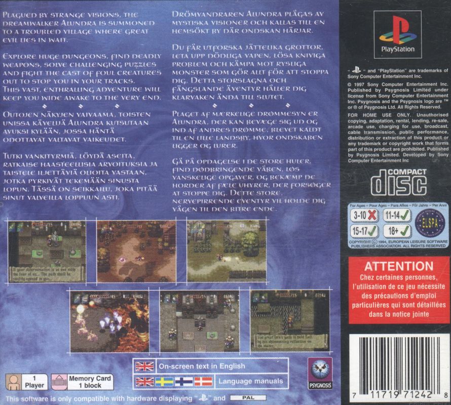 Alundra cover or packaging material - MobyGames