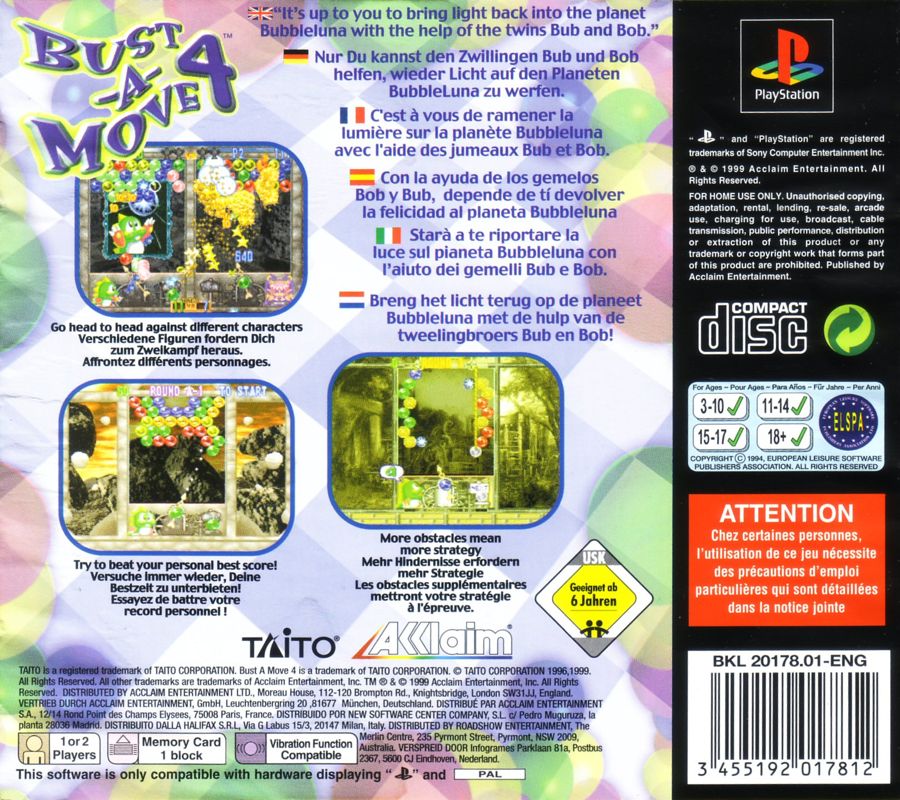 Bust-A-Move 4 cover or packaging material - MobyGames