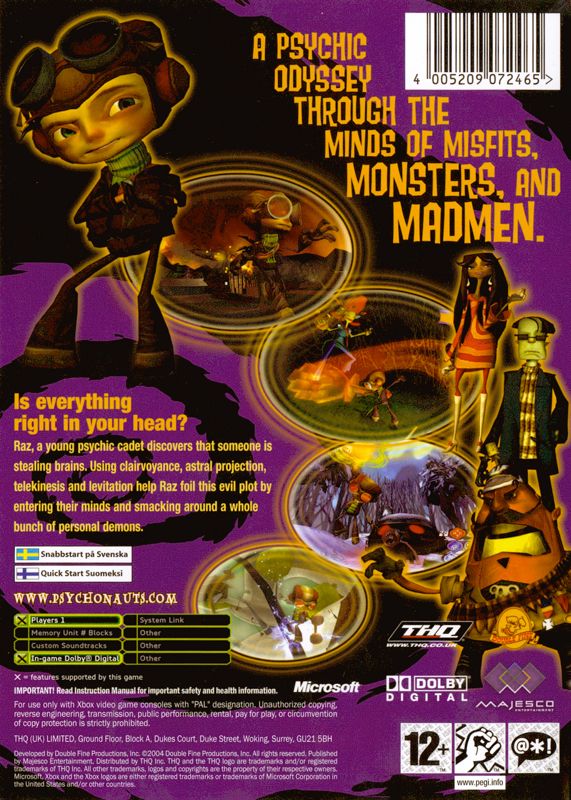 Psychonauts cover or packaging material - MobyGames
