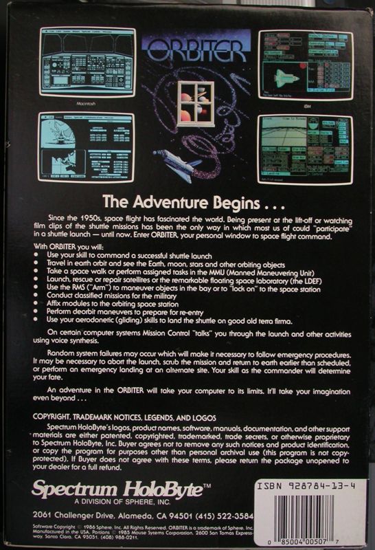 Orbiter cover or packaging material - MobyGames