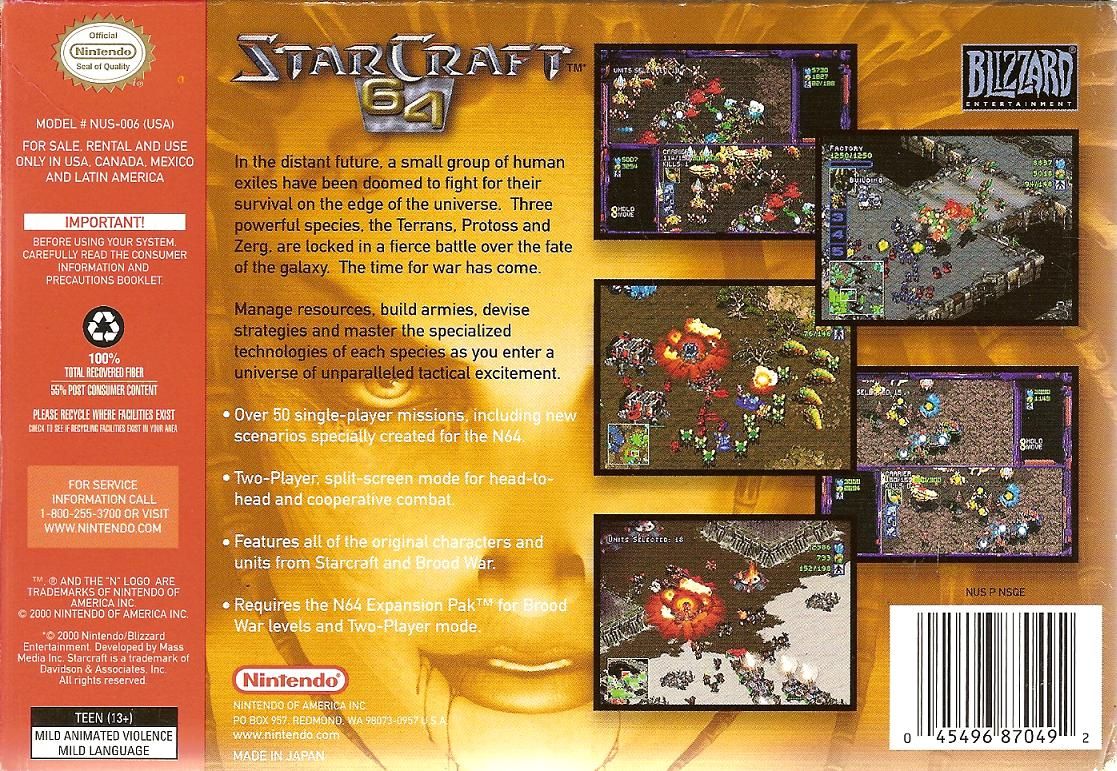 StarCraft 64 cover or packaging material - MobyGames