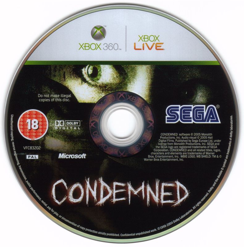 Condemned: Criminal Origins cover or packaging material - MobyGames