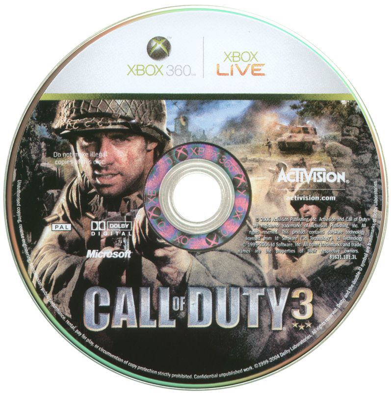 Call of Duty 3 cover or packaging material - MobyGames