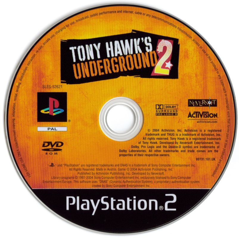 Tony Hawk's Underground 2 cover or packaging material - MobyGames