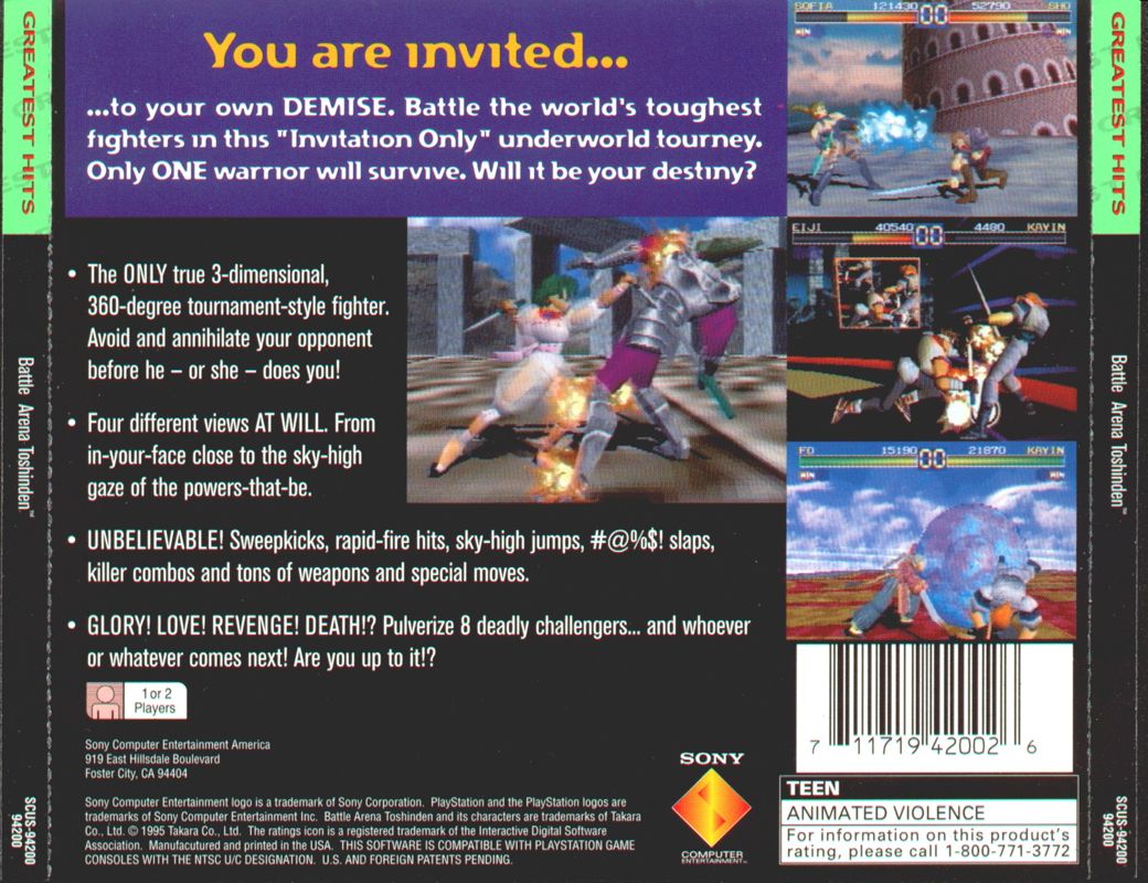 Battle Arena Toshinden cover or packaging material - MobyGames