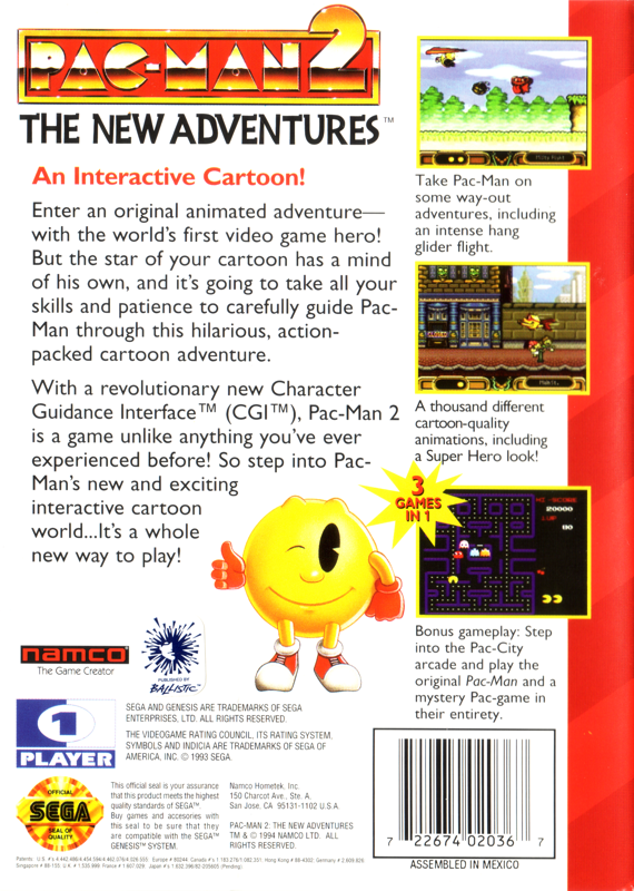 Pac-Man 2: The New Adventures cover or packaging material - MobyGames