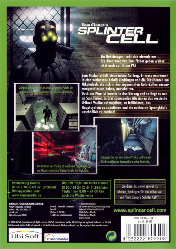 Tom Clancy's Splinter Cell: Mission-Pack cover or packaging material ...