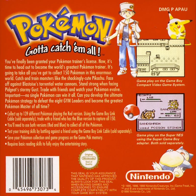 Pokémon Red Version cover or packaging material - MobyGames