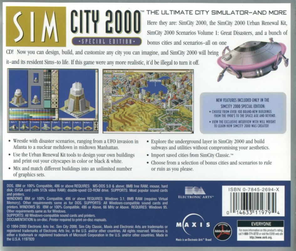 SimCity 2000: CD Collection cover or packaging material - MobyGames