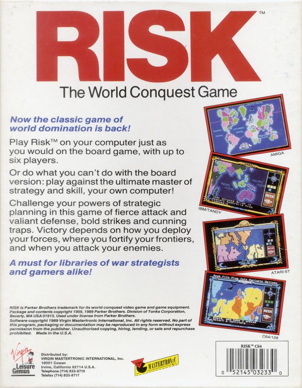 The Computer Edition of Risk: The World Conquest Game cover or ...