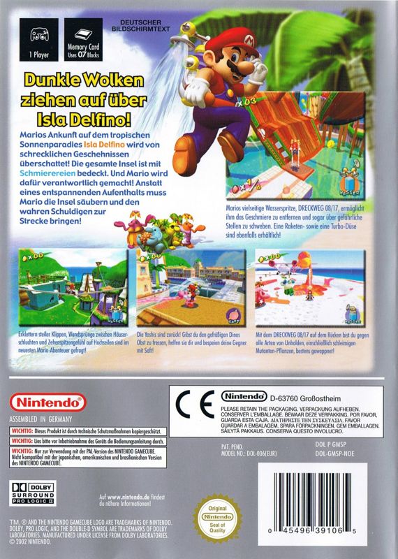 Super Mario Sunshine cover or packaging material - MobyGames