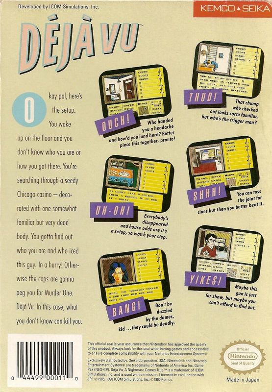 Deja Vu: A Nightmare Comes True!! cover or packaging material - MobyGames