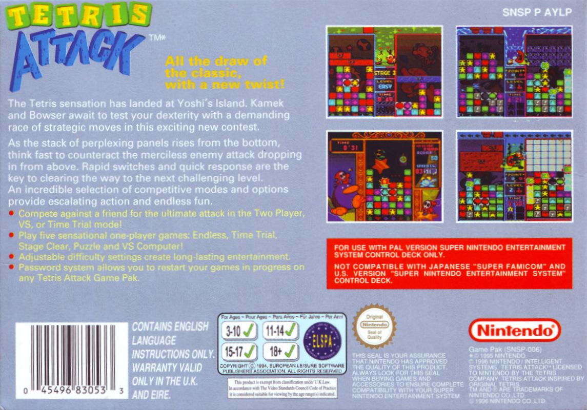 Tetris Attack cover or packaging material - MobyGames