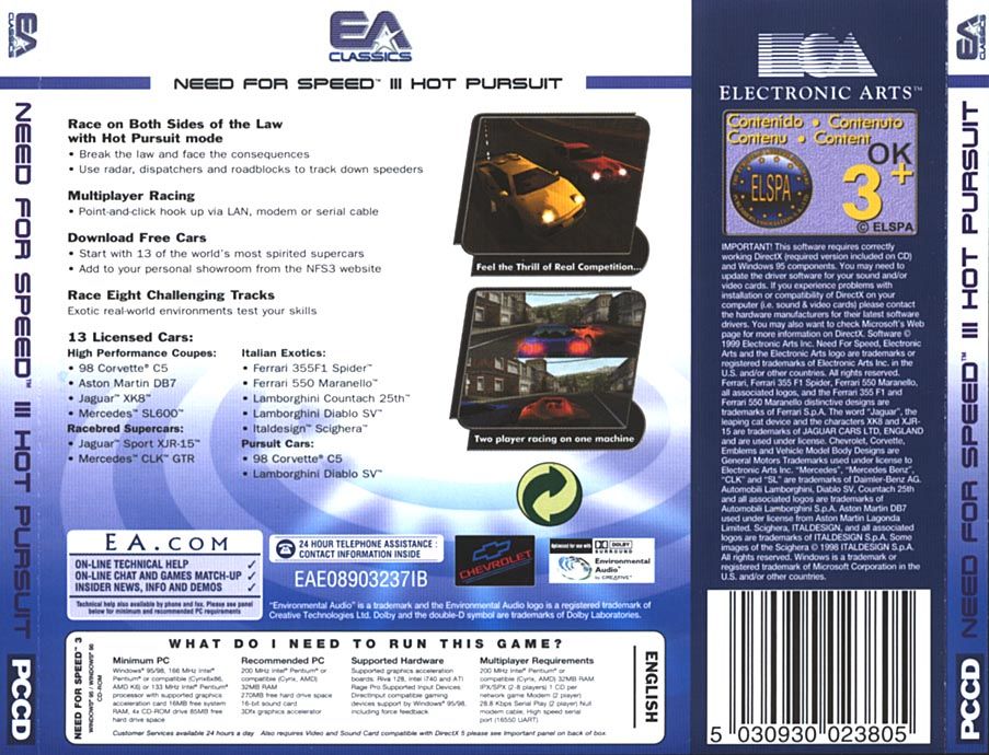 Need for Speed III: Hot Pursuit cover or packaging material - MobyGames