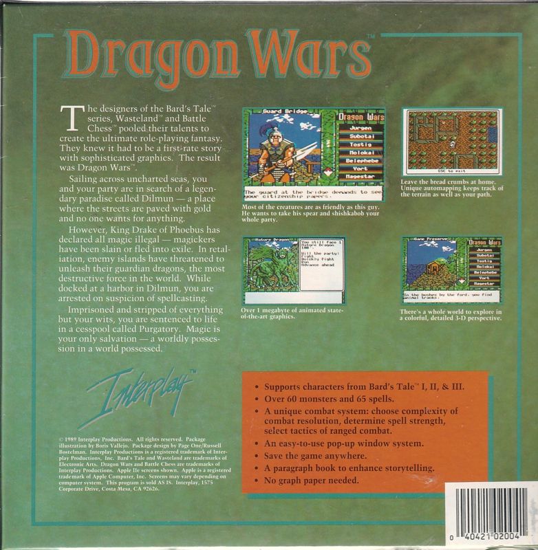 Dragon Wars cover or packaging material - MobyGames