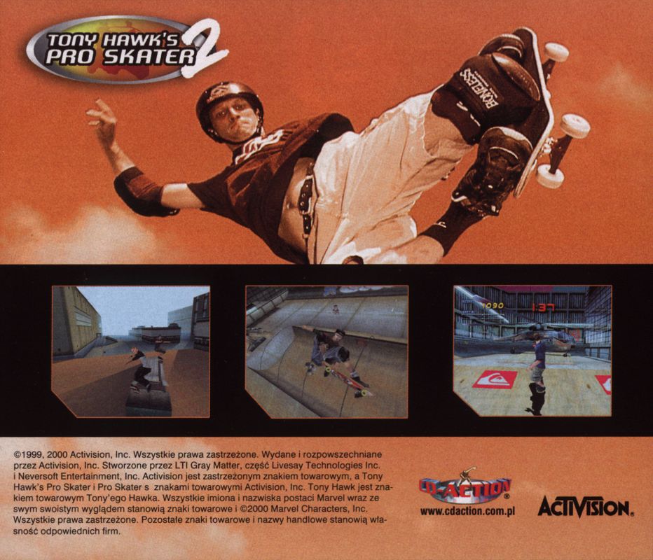 Tony Hawk's Pro Skater 2 cover or packaging material - MobyGames