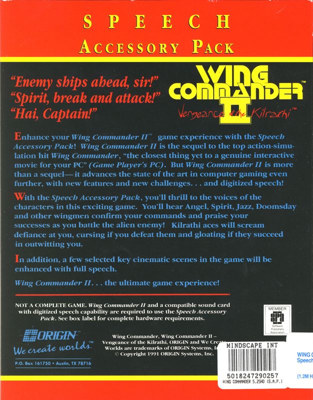 Wing Commander II: Vengeance of the Kilrathi - Speech Accessory Pack ...