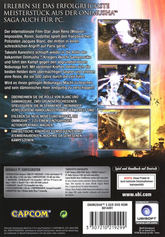 Onimusha 3: Demon Siege cover or packaging material - MobyGames