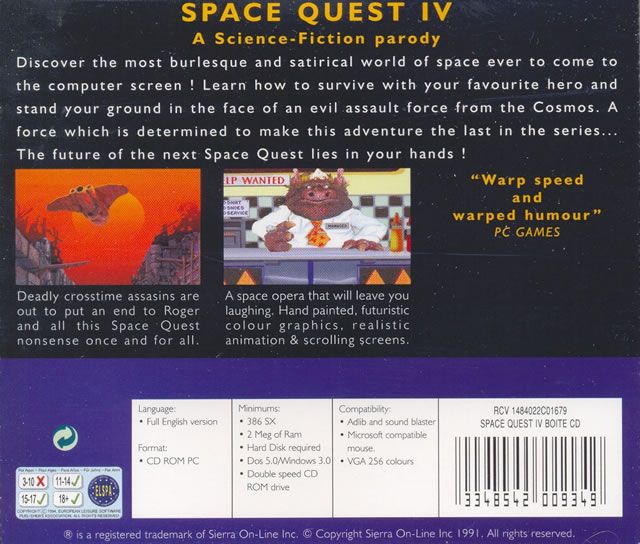 Space Quest IV: Roger Wilco and the Time Rippers cover or packaging ...