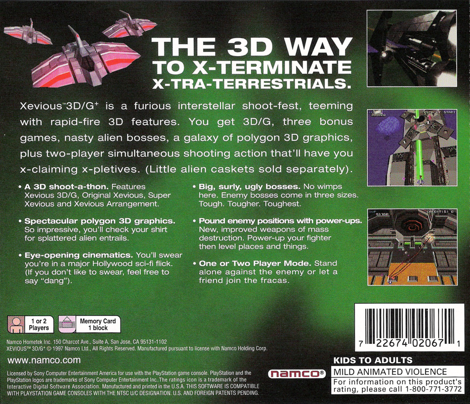 Xevious 3D/G+ cover or packaging material - MobyGames