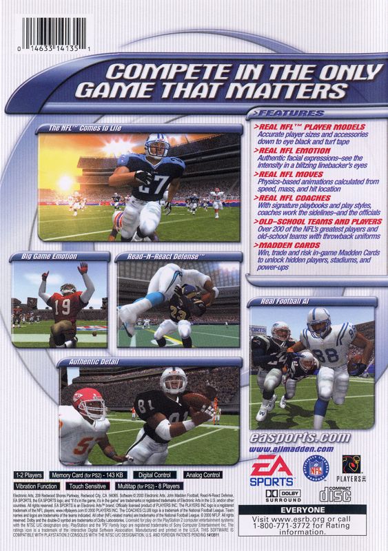 Madden NFL 2001 cover or packaging material - MobyGames