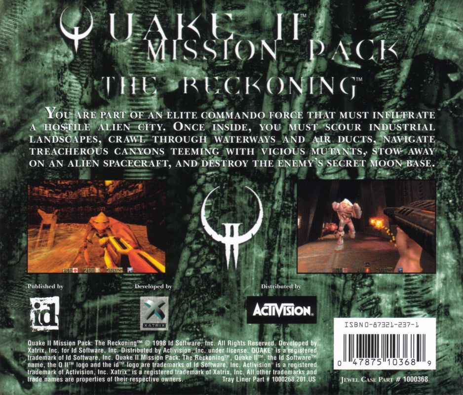 Quake II Mission Pack: The Reckoning cover or packaging material ...