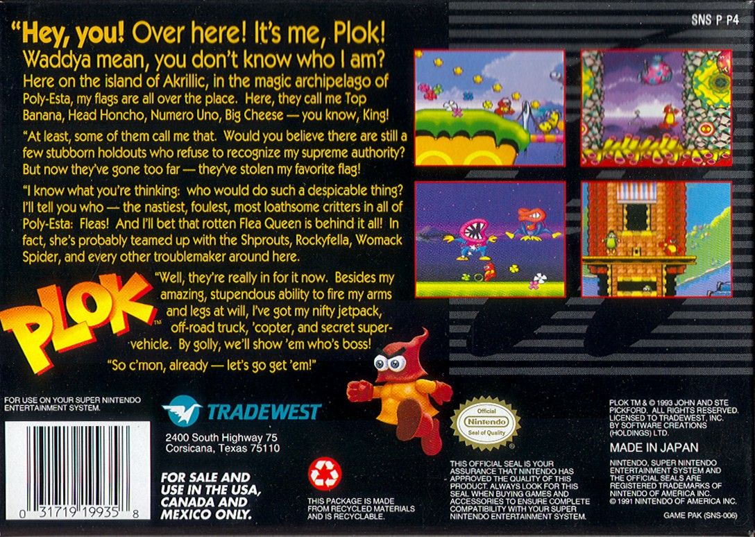 Plok cover or packaging material - MobyGames