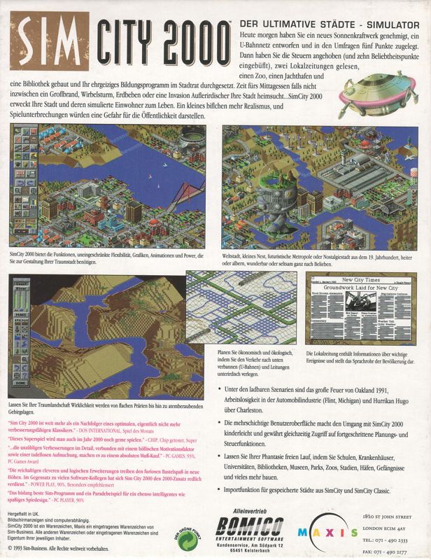 SimCity 2000 cover or packaging material - MobyGames