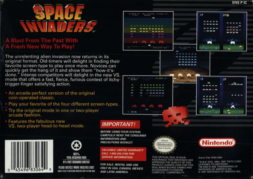Space Invaders cover or packaging material - MobyGames
